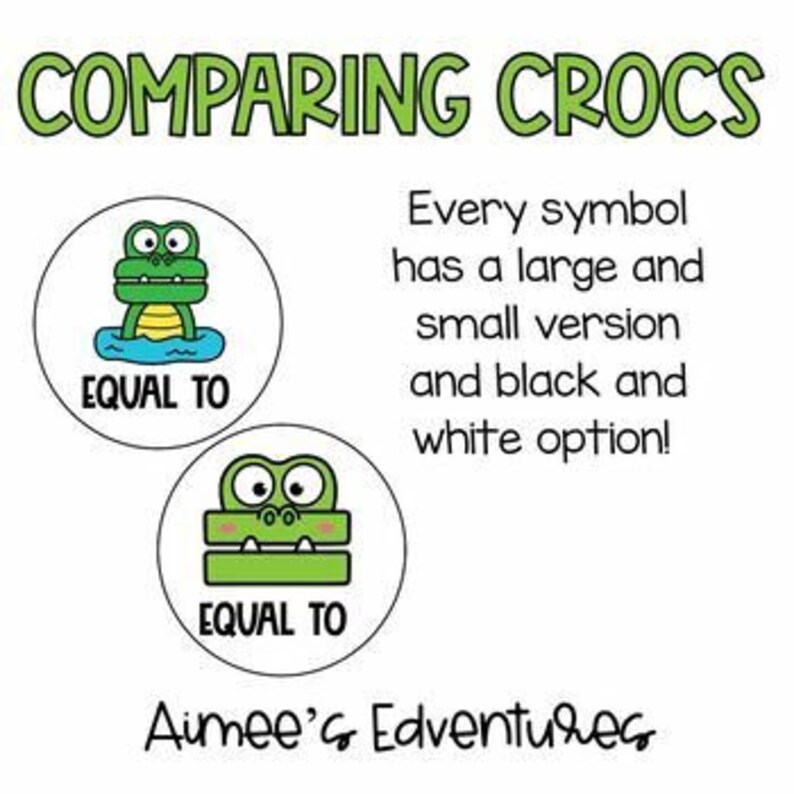 Math Posters Crocodile Theme Classroom Decor Comparing Numbers Posters ...