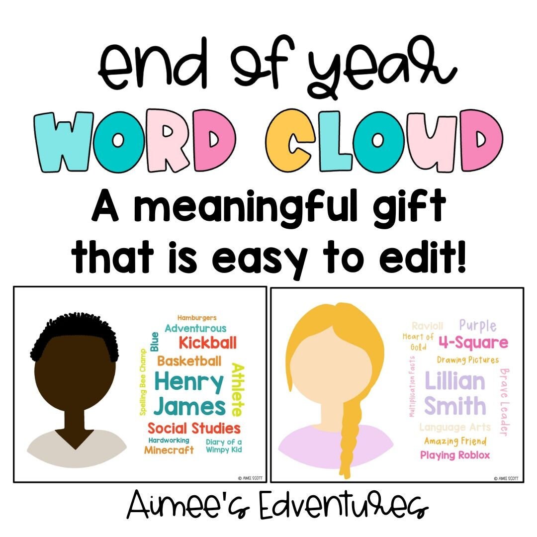 Editable End of the Year Gifts for Students Word Cloud - Etsy
