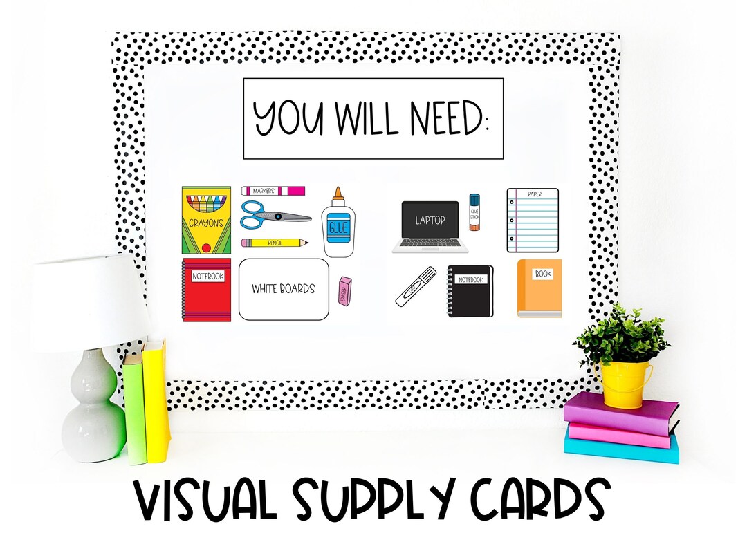 Visual Supply Cards for Classroom Directions Back to School - Etsy