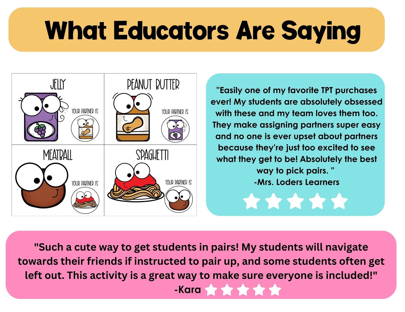 ORIGINAL Peanut Butter and Jelly Partner Pairing Cards Classroom Decor ...