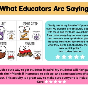 ORIGINAL Peanut Butter and Jelly Partner Pairing Cards | Classroom ...