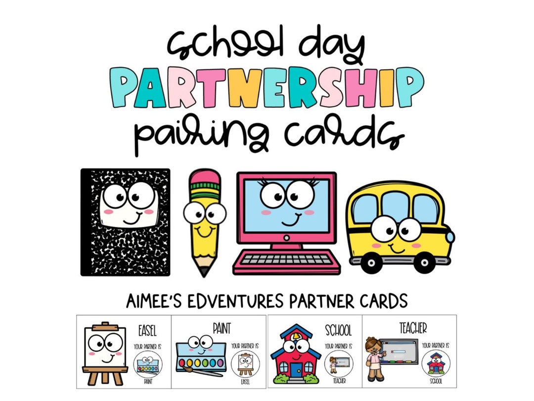School Things Partner Pairing Cards Classroom Decor - Etsy