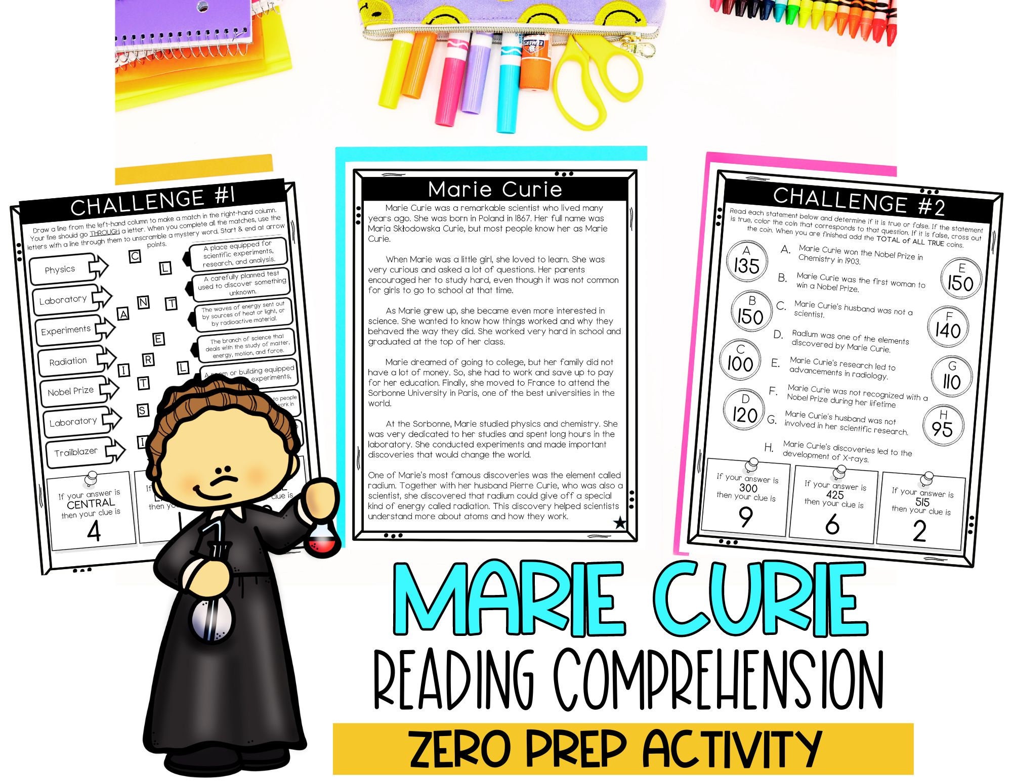 Marie Curie Biography | Reading Comprehension Passages | Women's ...