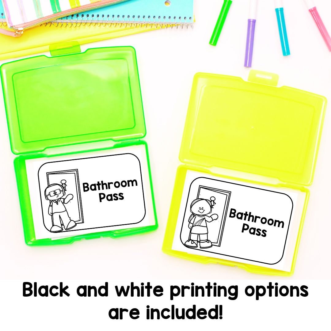 Bathroom Pass | Restroom Passes Printable | Classroom Management - Etsy