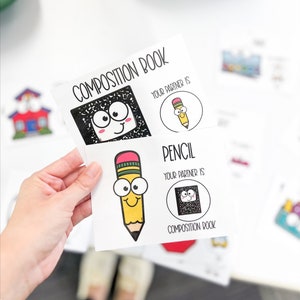 School Things Partner Pairing Cards | Classroom Decor | Classroom ...
