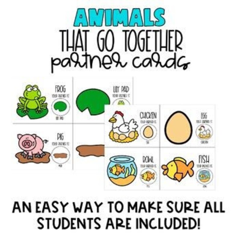 Animals That Go Together Partner Pairing Cards Classroom - Etsy