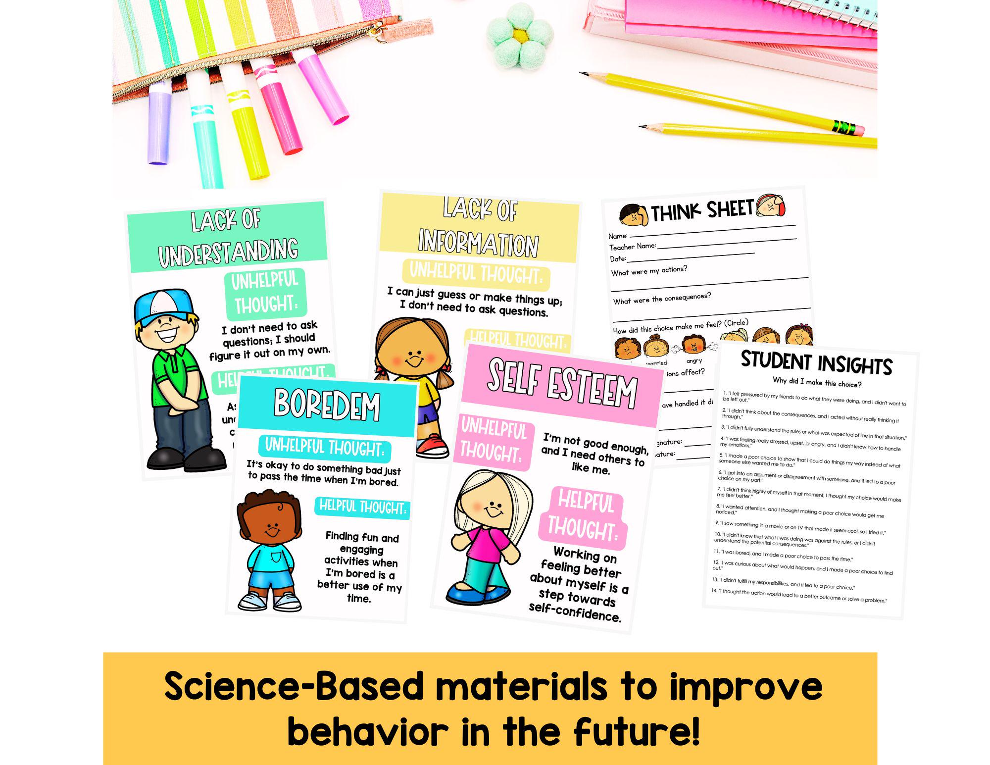 Think Sheets | Behavior Reflection Sheet | School Counseling ...