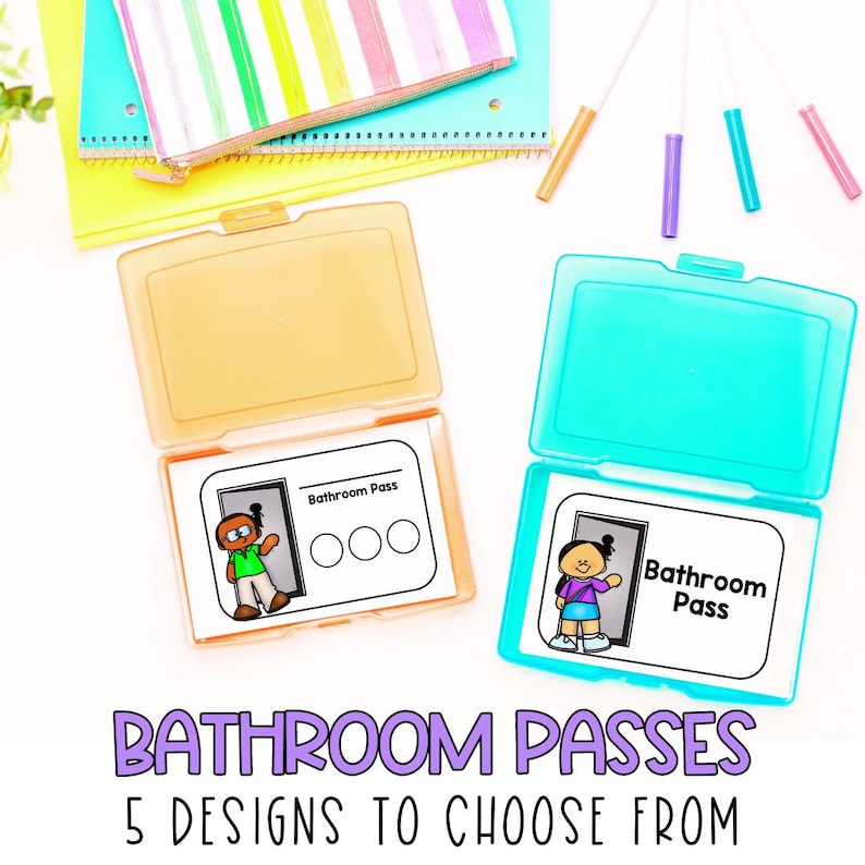 Bathroom Pass Restroom Passes Printable Classroom Management Etsy