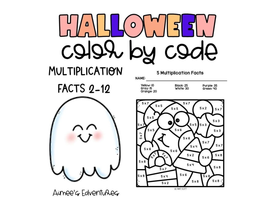 Halloween Multiplication Color by Code - Etsy