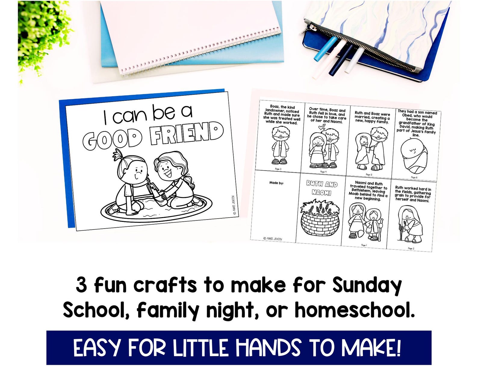 Ruth and Naomi FULL Bible Lesson for Little Kids, Homeschool Activities ...