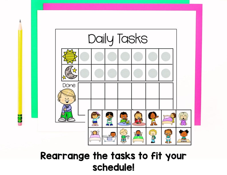Kids Daily Responsibilities Chart Printable Daily Routine Chore Chart ...