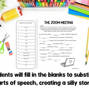 Back to School Activities | Mad Libs Game | Parts of Speech - Etsy