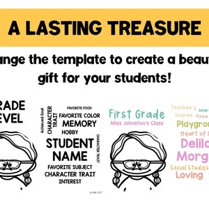 Editable End of the Year Gifts for Students Word Cloud | Classroom ...