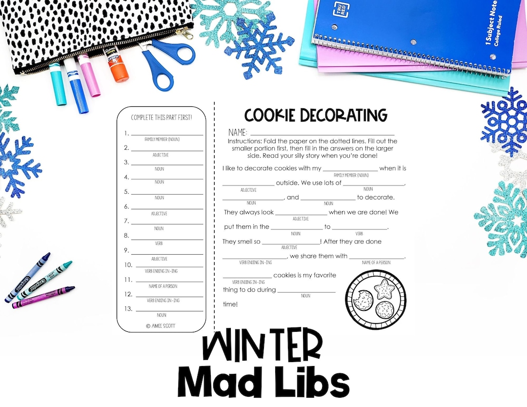 Winter Theme | Christmas Mad Libs Game | Parts of Speech | Language ...
