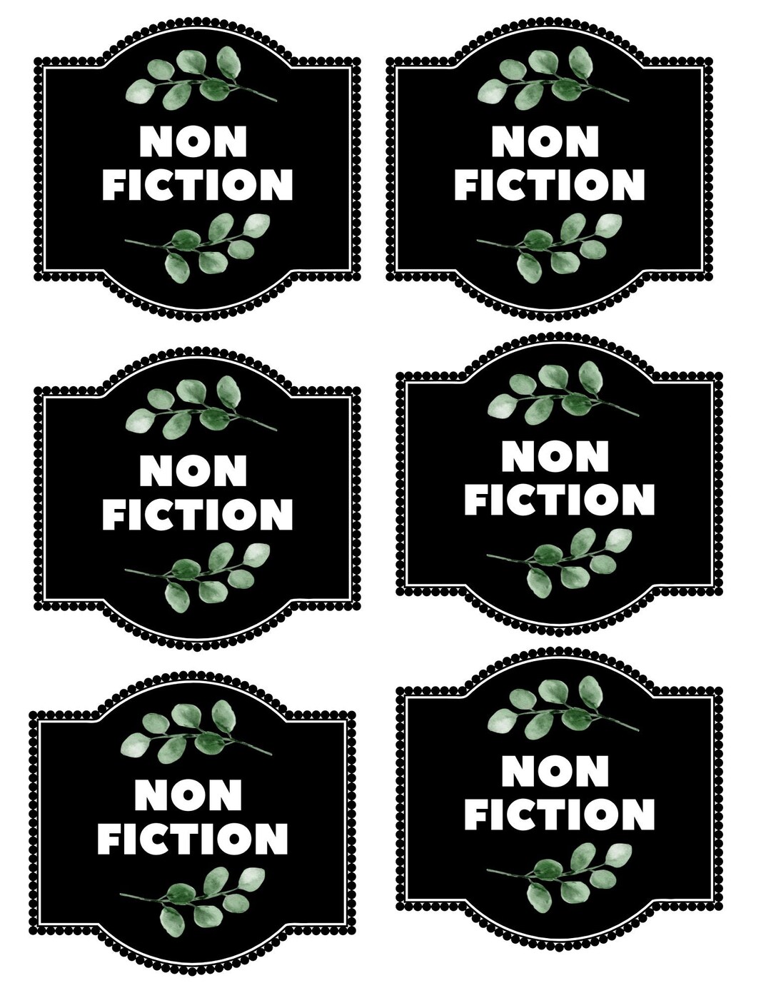 Book Bin Labels, Library Labels, Farmhouse Style Book Bin Labels, Black ...