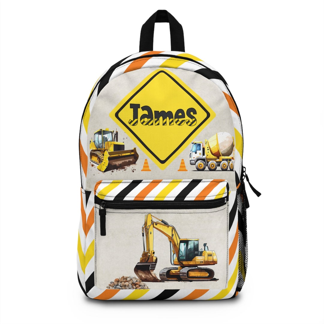 Personalized Backpack for Kids, Construction Theme, Custom Name, Back ...