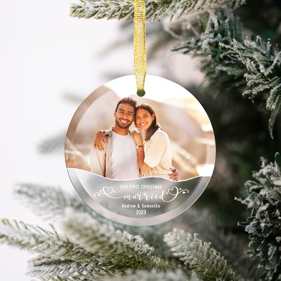 First Christmas Married Ornament 2023 Our First Christmas Custom Picture Ornament Couple Photo Ornament Etsy