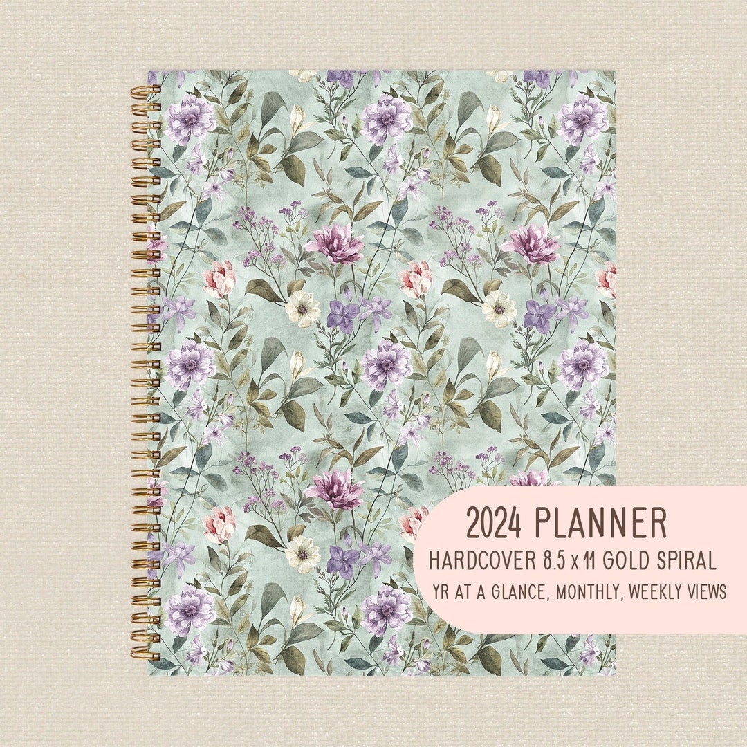 2024 Planner, Farmhouse Cottagecore Floral Custom Planner, Hardcover ...