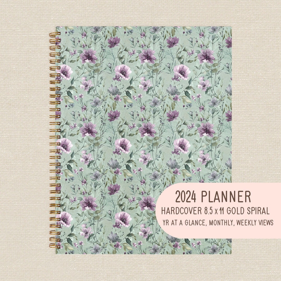 2024 Planner, Farmhouse Cottagecore Floral Custom Planner, Hardcover ...