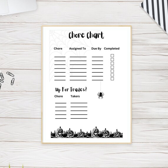Printable Halloween Weekly Chore Chart Halloween Printable - Etsy