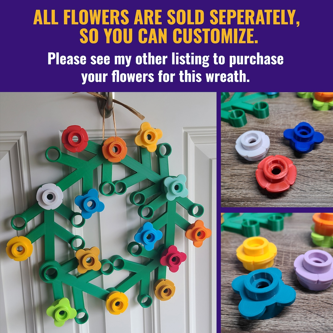 Lego-inspired Giant Base Wreath 3D Printed - 13 Inches - FLOWERS NOT ...