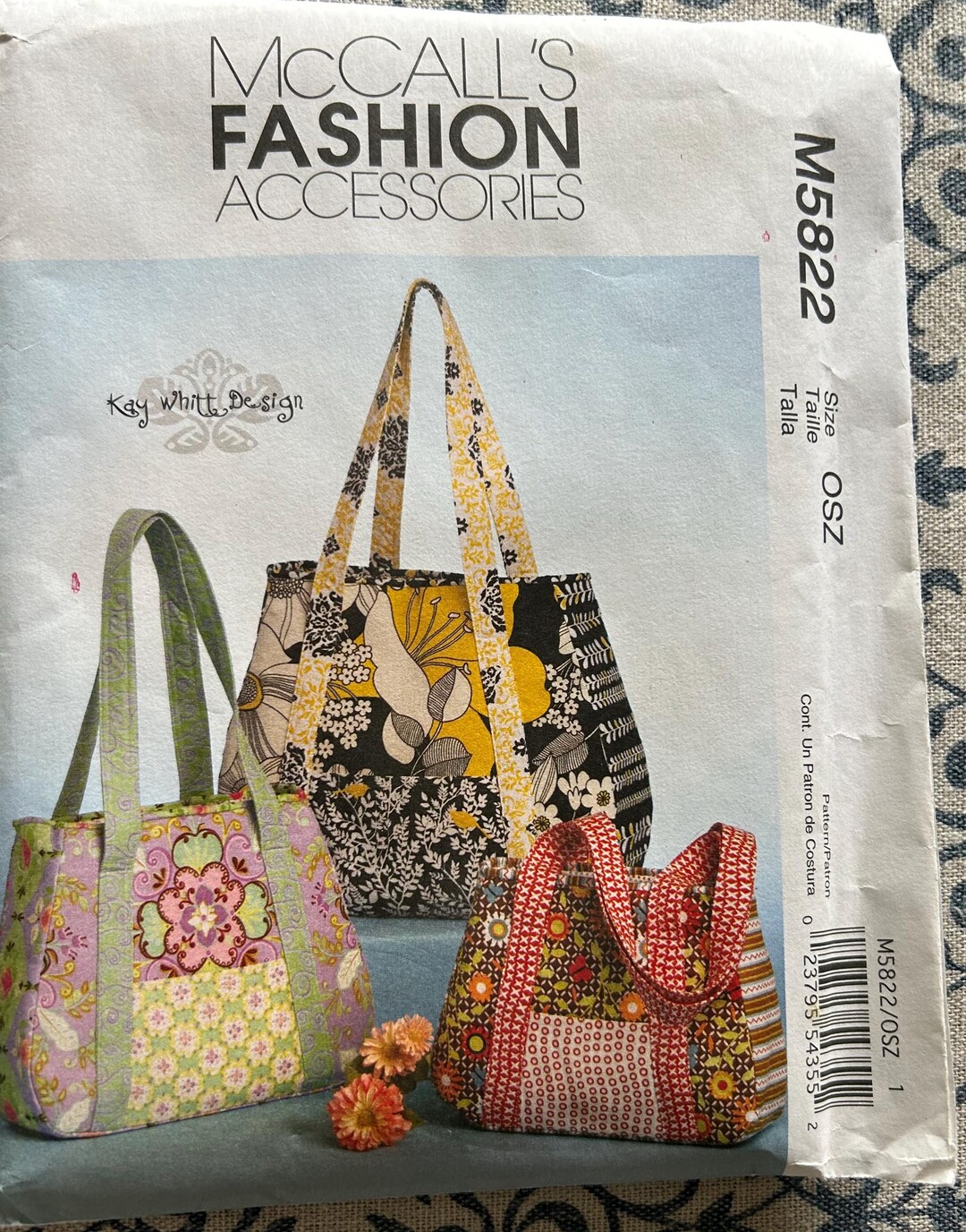 Mccall's Fashion Accessories M5822, Tote Bag Patterns, New, Uncut Pattern - Etsy
