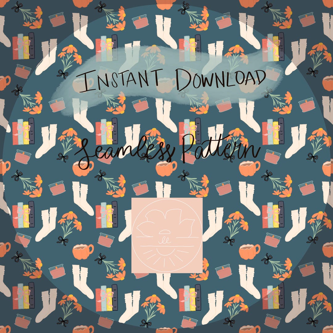 Bookish Fall Seamless Pattern / PNG / Instant Download / Digital Paper ...