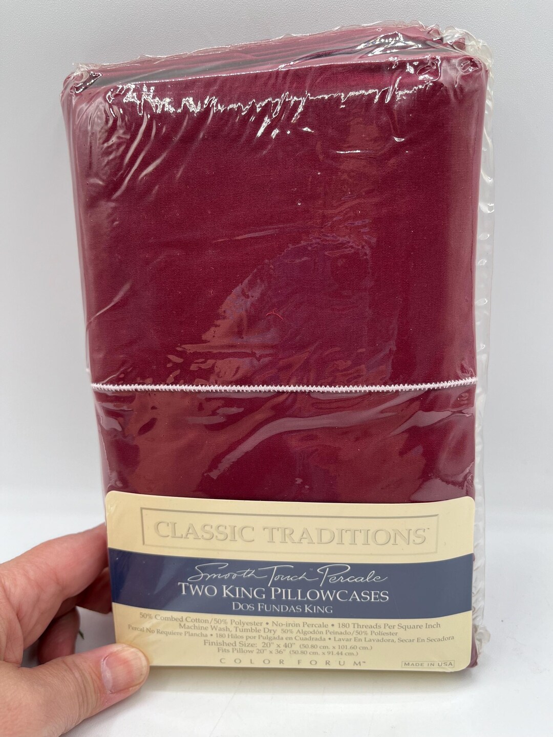 NOS Set of Maroon Burgundy Classic Traditions Smooth Touch Percale King ...