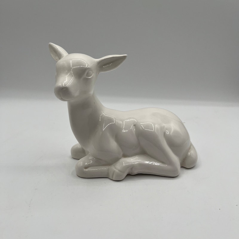 White Ceramic Deer - Etsy
