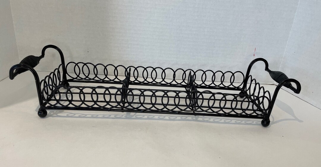 Black Wire Sectioned Caddy With Handles - Etsy