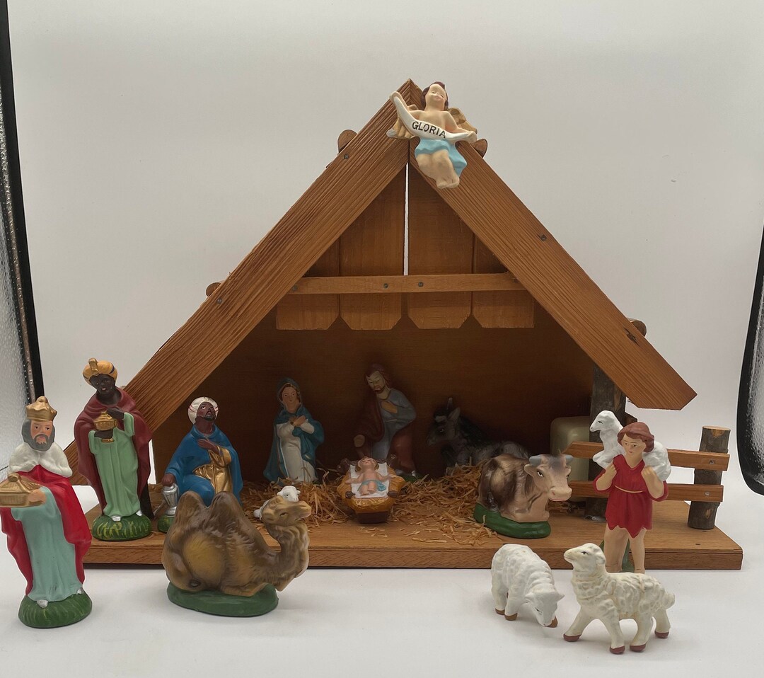 Mid Century Complete Crèche Nativity Set With Stable - Etsy