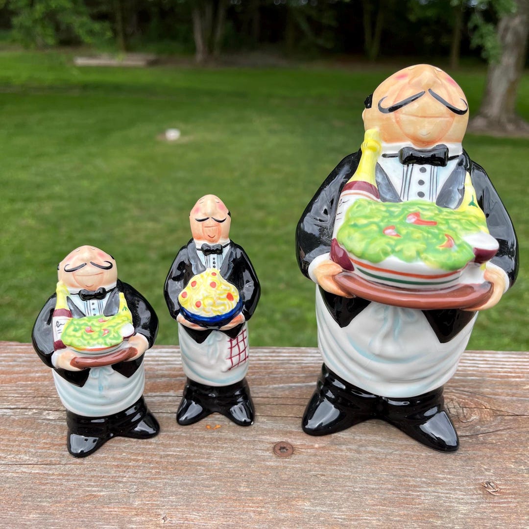 Figural Waiter Cheese Shaker and Salt & Pepper Set - Certified ...