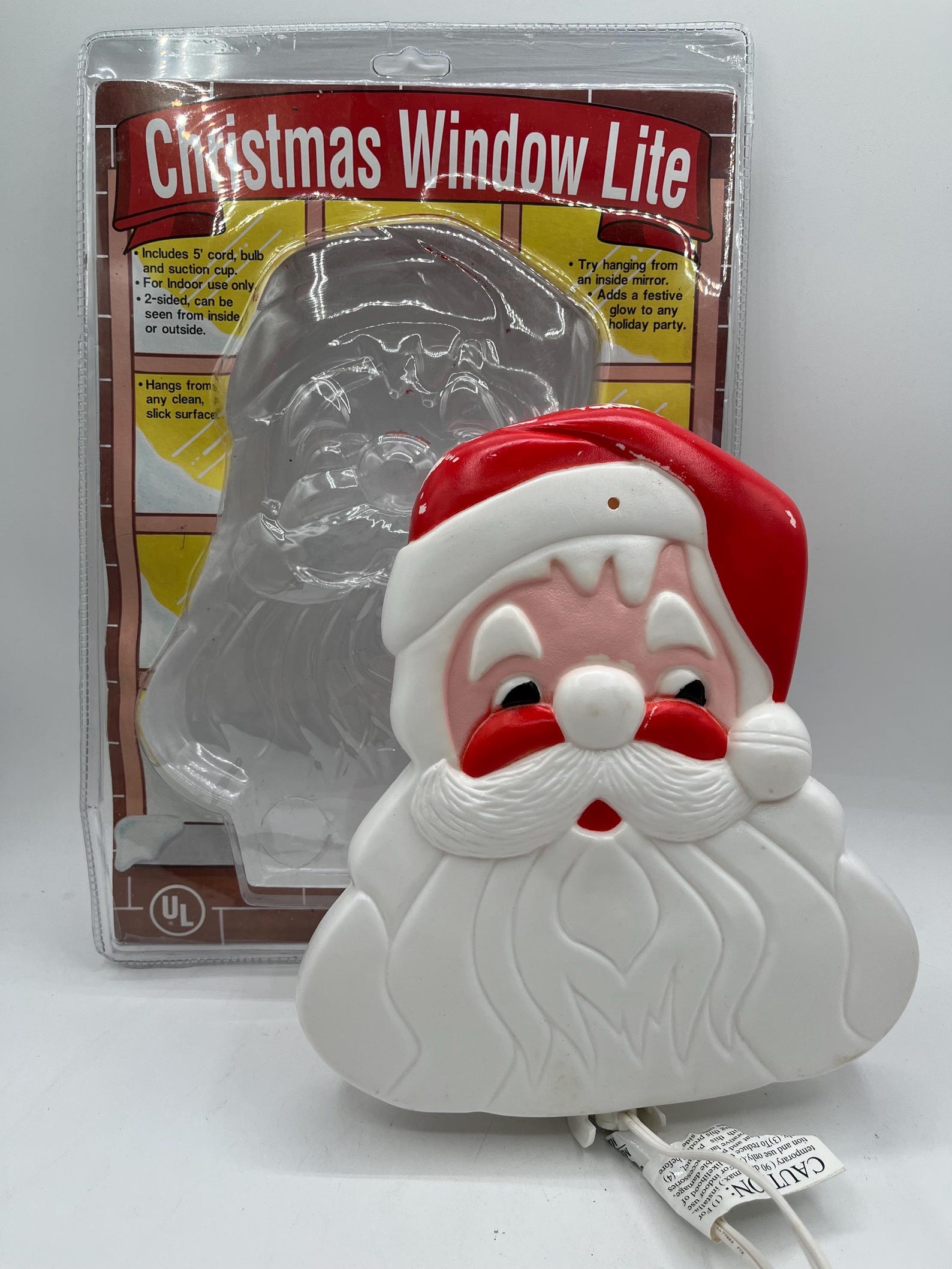 1990 Noma Santa Claus Christmas Window Lite With Light, Suction Cup and ...