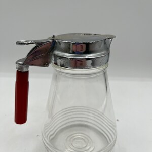 Clear Glass Syrup Dispenser With Red Bakelite Handle - Etsy
