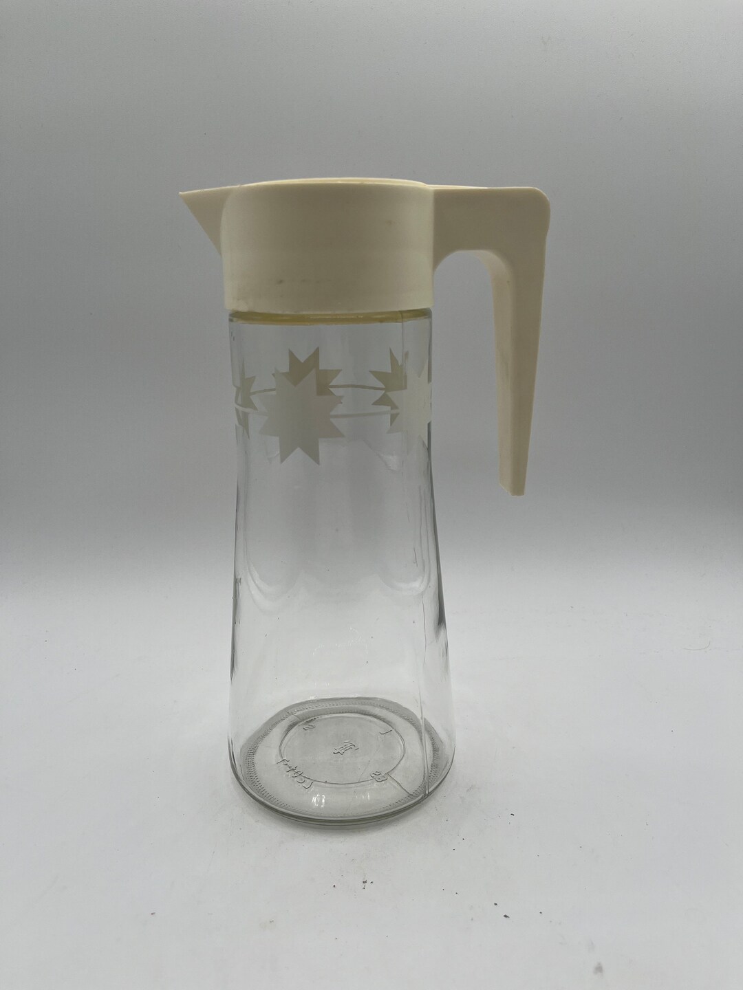MCM Atomic Glass Pitcher With off White Plastic Lid Tang Ice Tea Juice ...