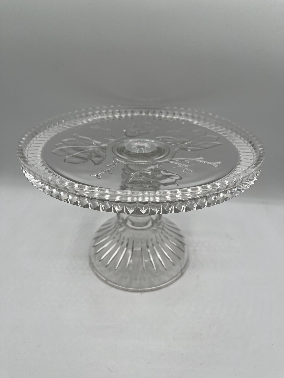 RARE EAPG Dalzell, Gilmore & Leighton Glass Co. Magnolia Cake Stand Ca ...