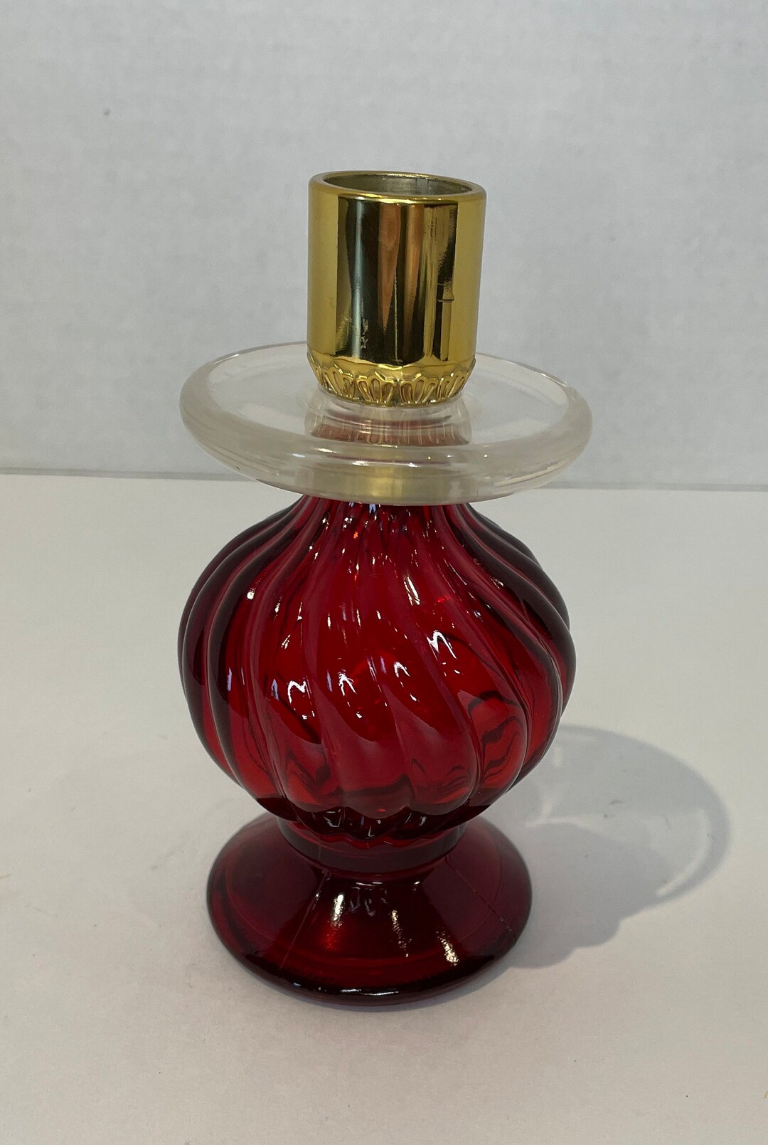 Avon Red Glass Candle Stick Holder Elusive Cologne 4oz. Empty - Etsy
