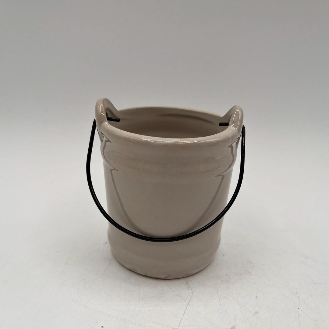 Small Ceramic Vintage Bucket With Wire Handle - Etsy