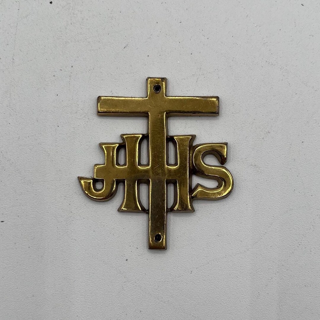 Vintage JHS and Cross Brass Christogram - Etsy