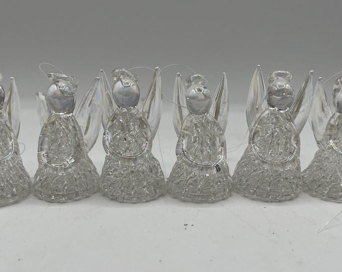 Set of 6 Iridescent Spun Glass Angel Christmas Ornaments - Etsy