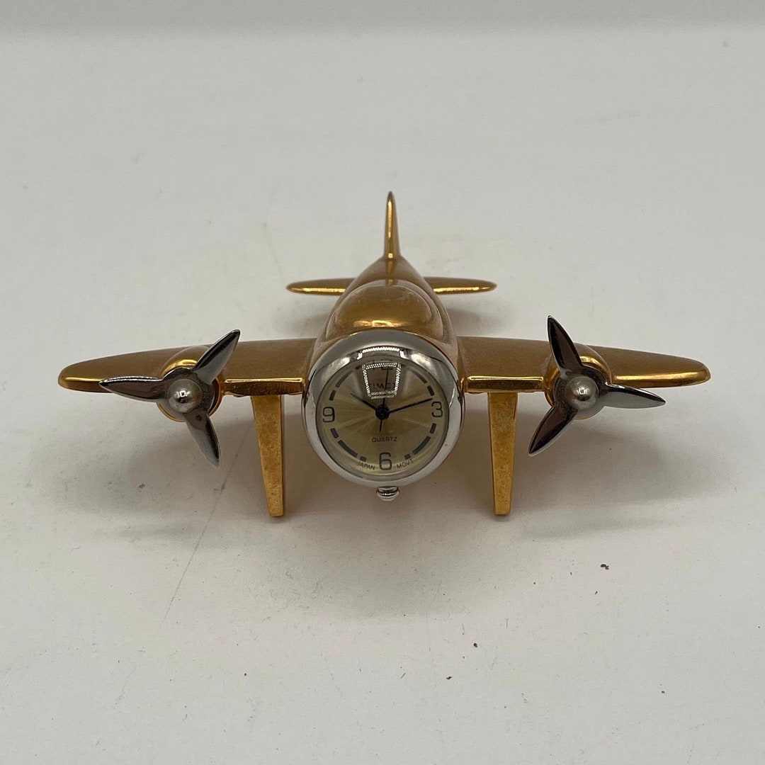 Vintage Timex Gold Tone Mini Airplane Clock - Etsy