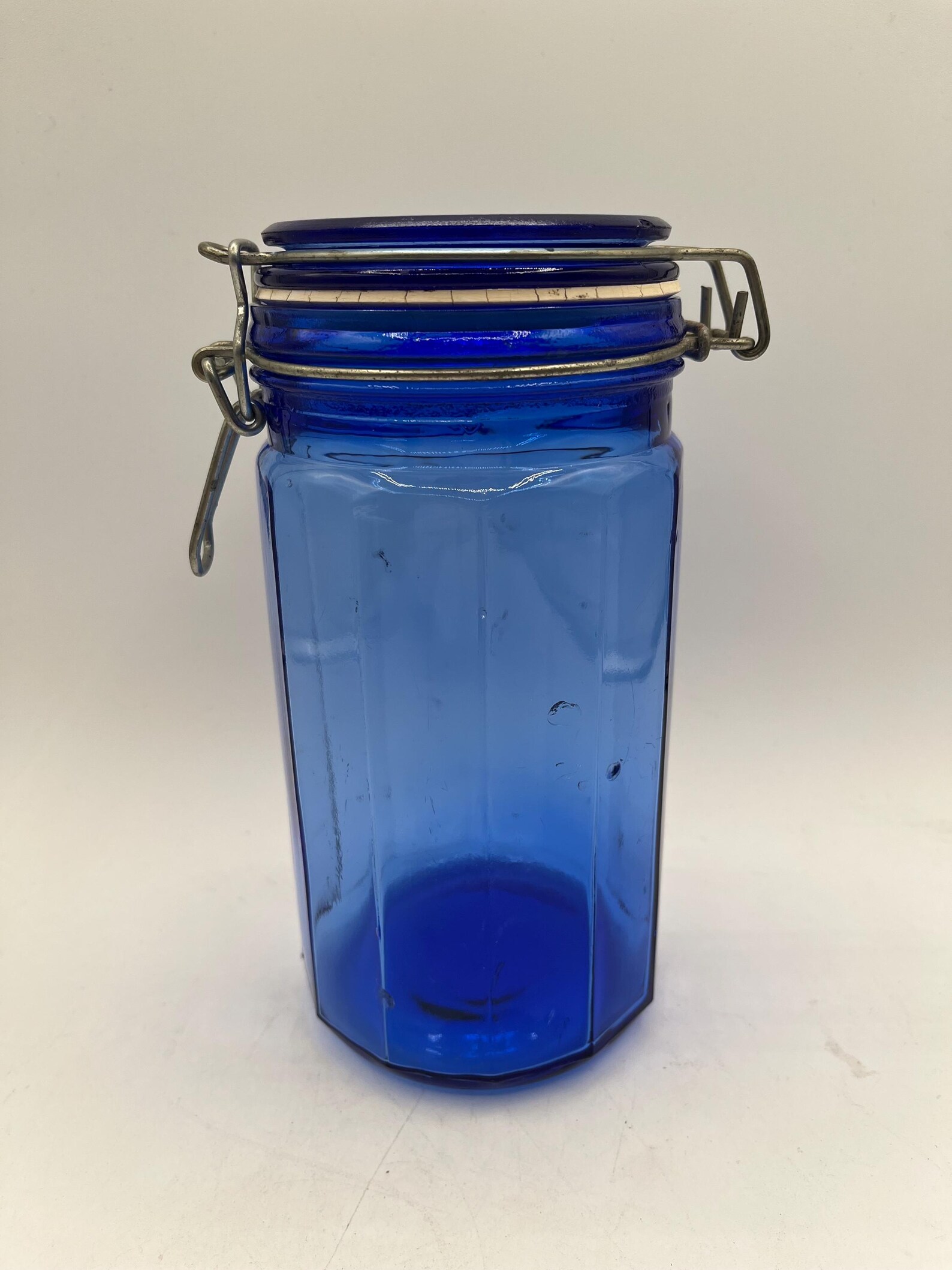 Vintage Cobalt Blue Paneled Jar With Wire Bale Closure - Etsy