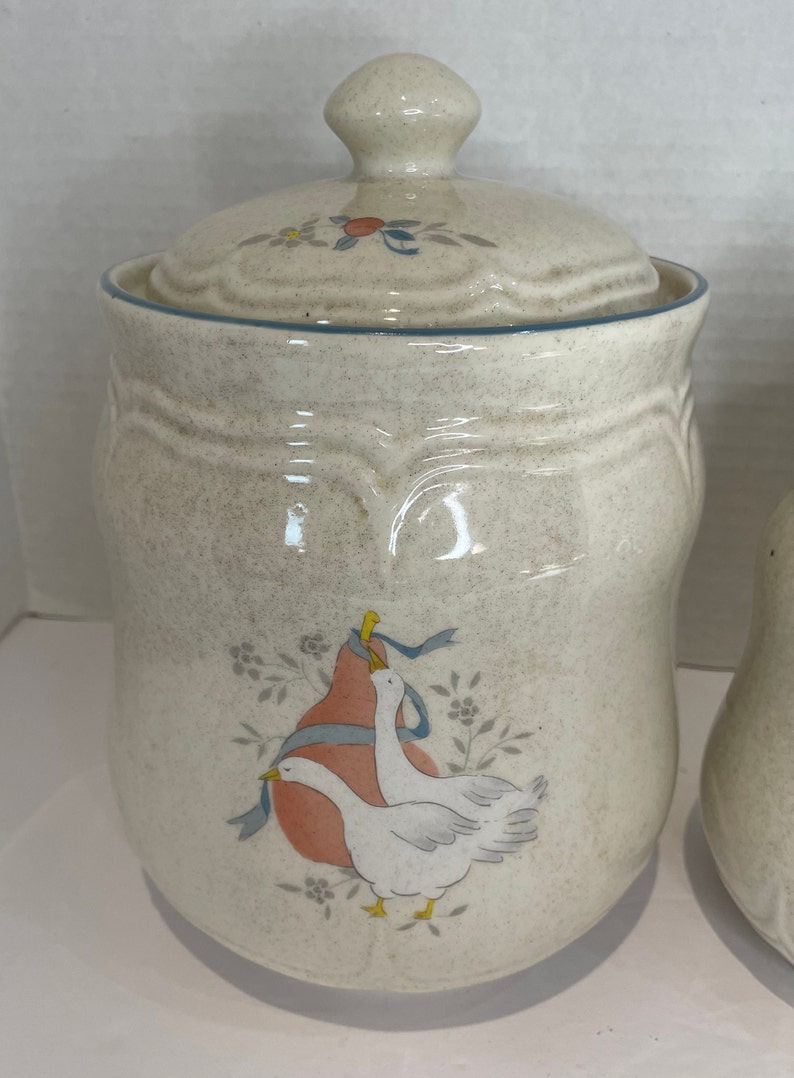 Set of 3 Goose With Fruit Stoneware Canisters International - Etsy