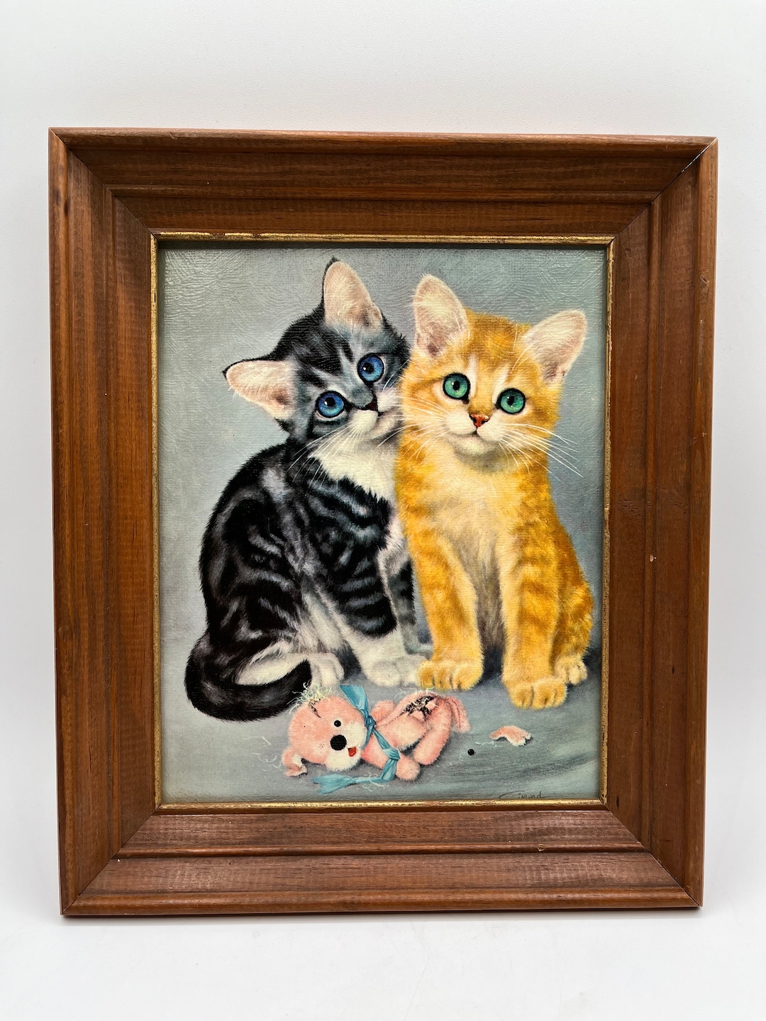 Vintage Framed cats by Girard Print Winde Fine Prints No. 322 - Etsy