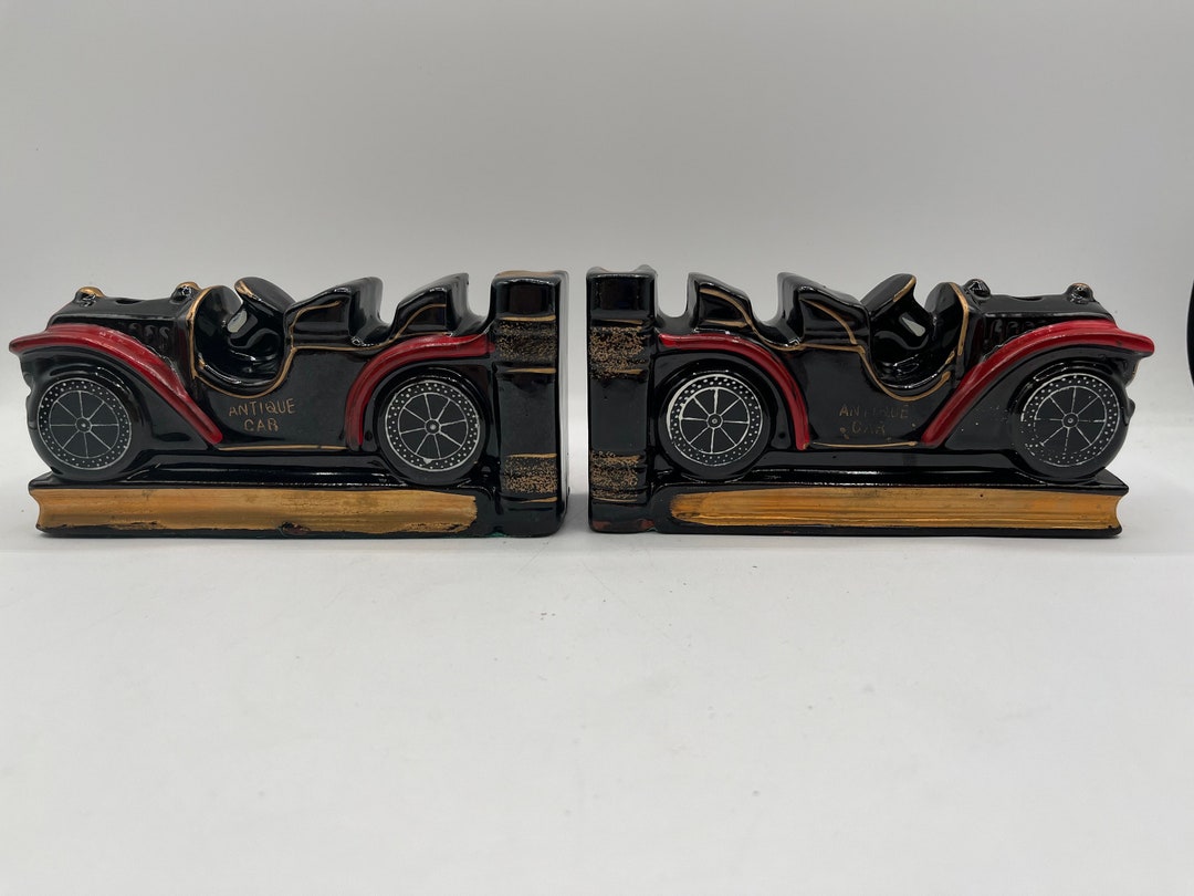 Vintage Ceramic Antique Car Bookends - Etsy