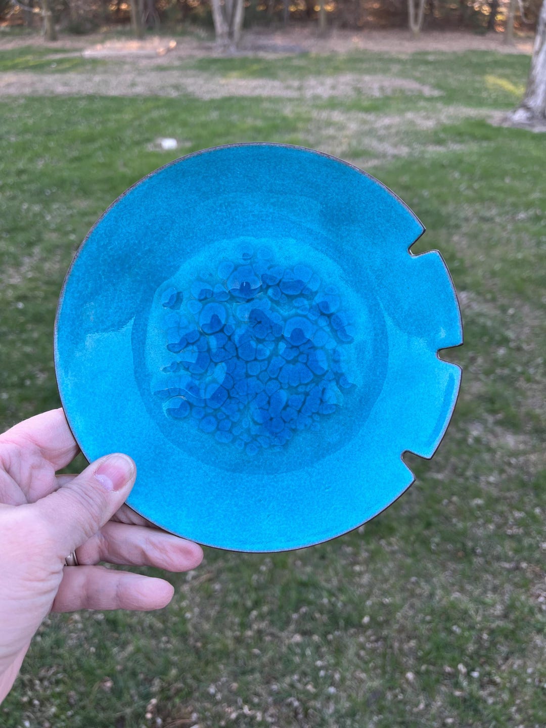 Mid-century Modern Teal & Turquoise Enameled Copper Ashtray by Bovano ...