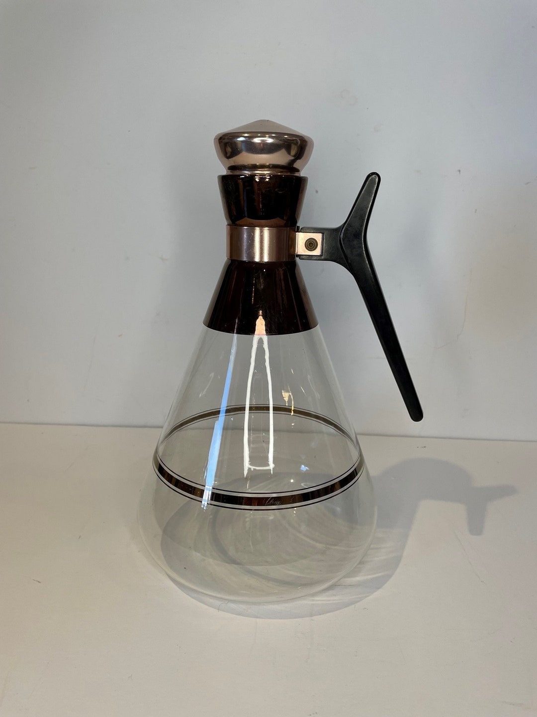 Mid Century Modern Coffee Pot Carafe Copper Tone Accent - Etsy