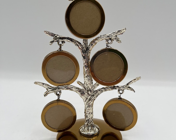Vintage Gold and Silver Family Tree With 5 Round Photo Holders - Etsy