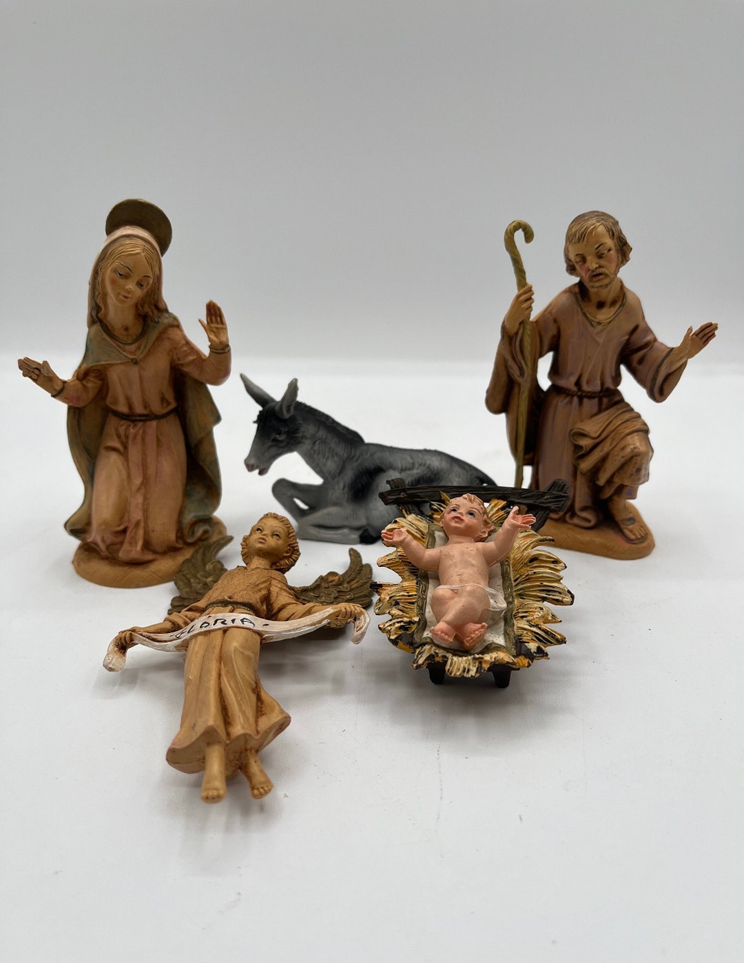 Vintage Five Piece Depose Italy Nativity Set Holy Family, Angel and ...