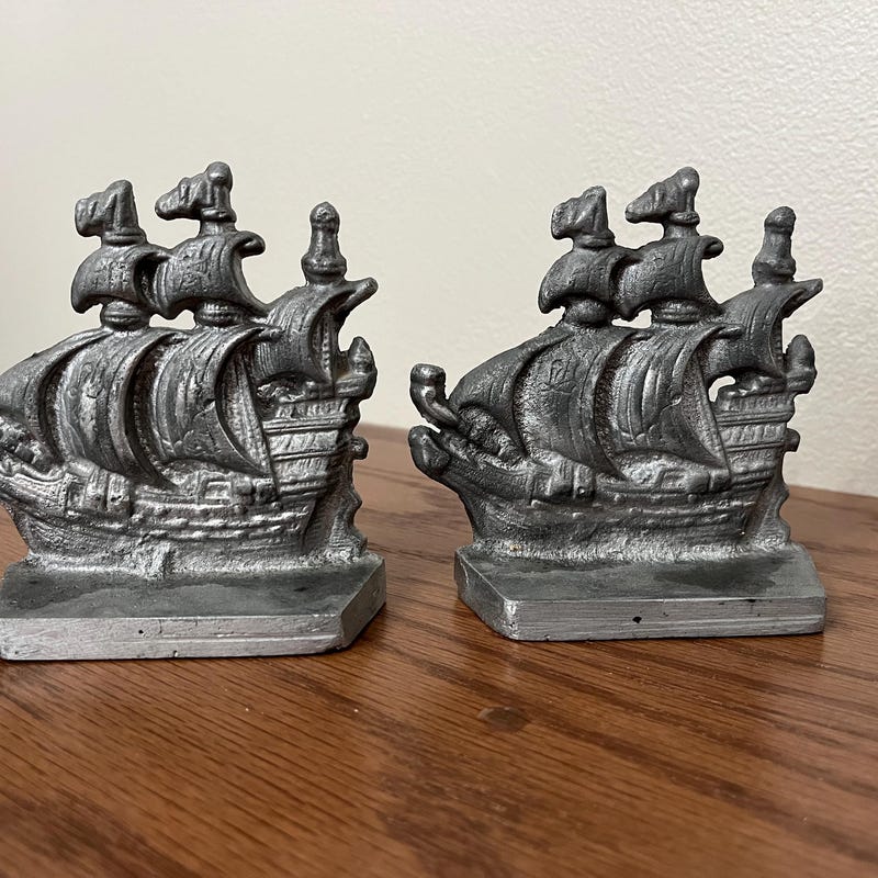 Vintage Metal Ship Bookend - Etsy